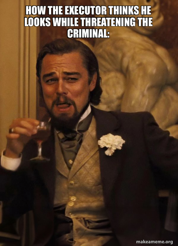 how the executor thinks he looks while threatening the criminal: - Leonardo DiCaprio Laughing ...