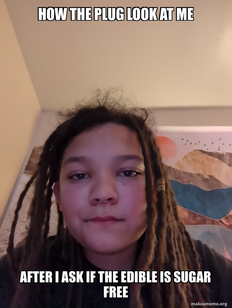 how the plug look at me after i ask if the edible is sugar free Meme ...