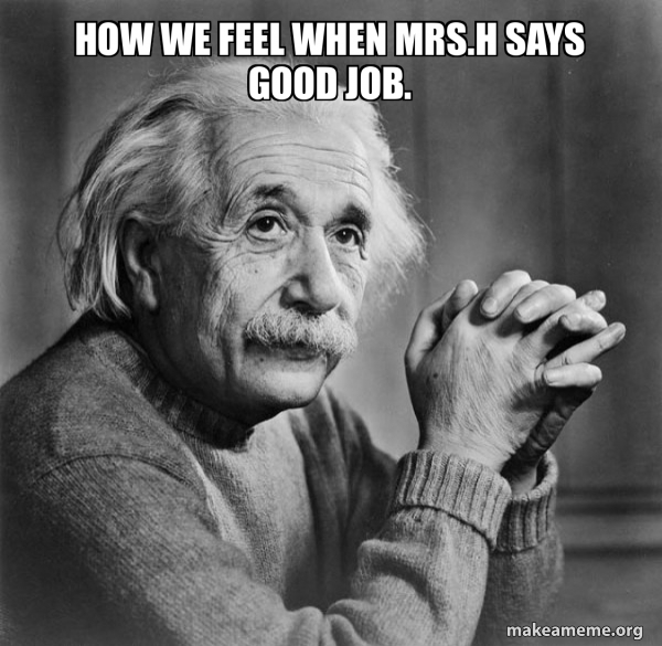 How we feel when mrs.H says good job. - Serious Albert Einstein Meme Generator