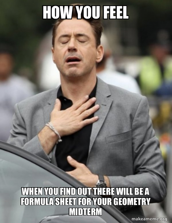 How you feel when you find out there will be a formula sheet for your ...