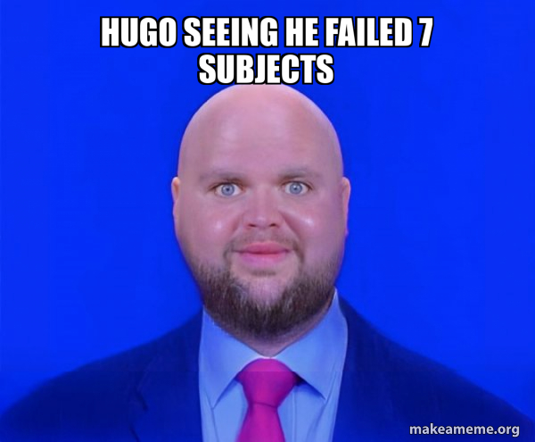 Hugo seeing he failed 7 subjects - Bald J.D. Vance Meme Generator