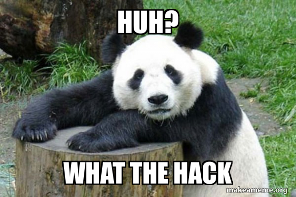 Huh? What the hack - Confession Panda Meme Generator