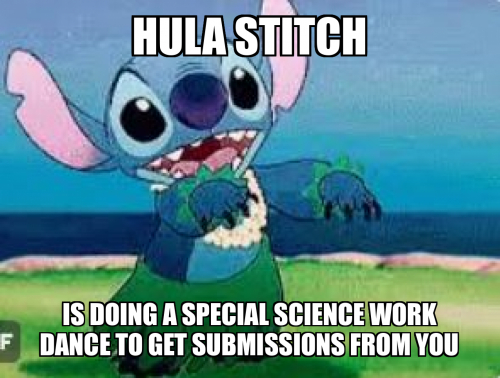 Hula stitch is doing a special science work dance to get submissions ...