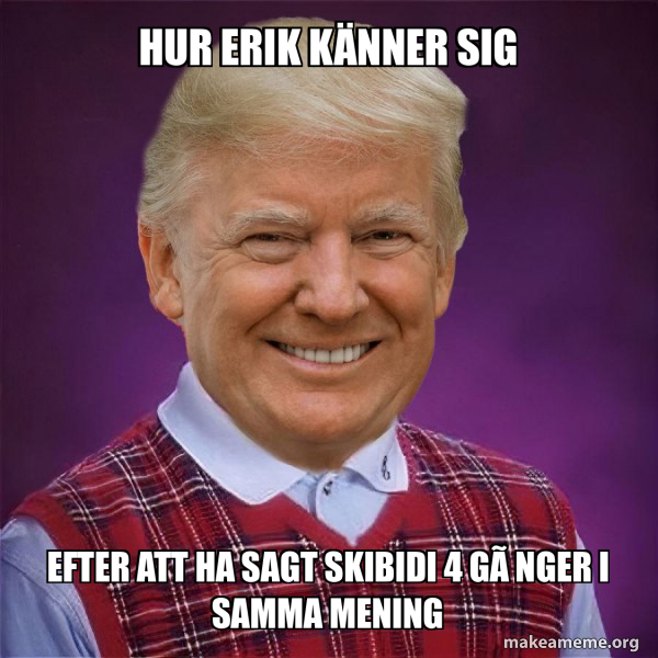 Hur erik känner sig Efter att ha sagt skibidi 4 gånger i samma mening ...
