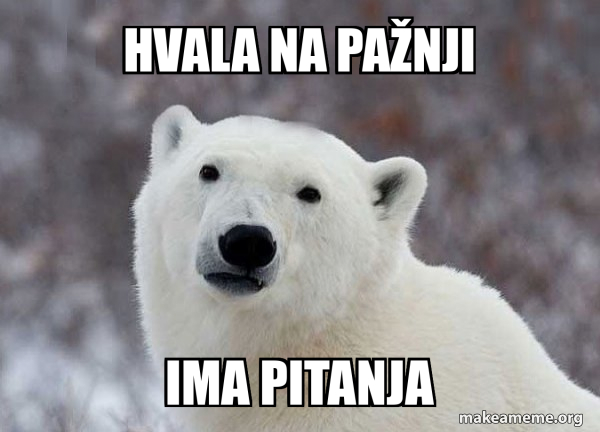 Hvala na pažnji ima pitanja - Popular Opinion Polar Bear Meme Generator