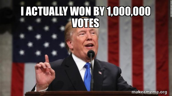 I actually won by 1,000,000 votes - Donald Trump Meme Generator