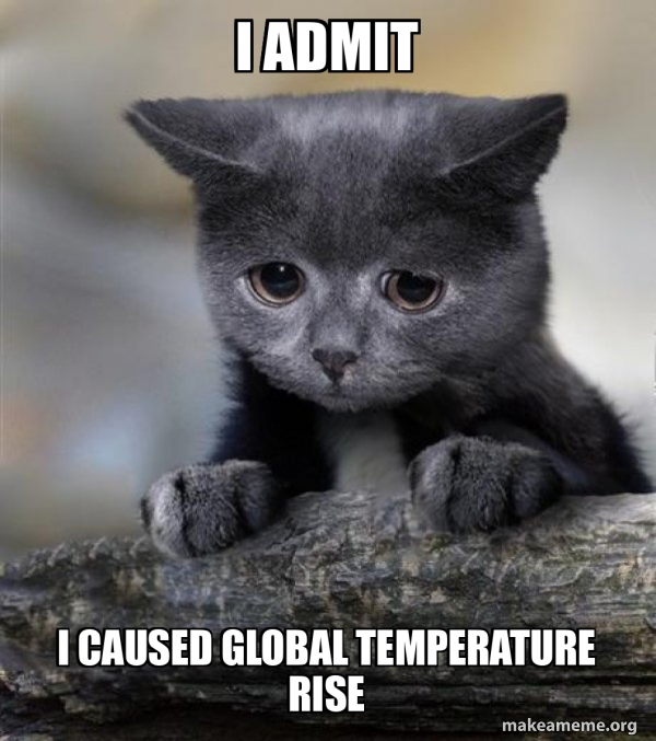 I admit I caused global temperature rise - Confession Cat Meme Generator
