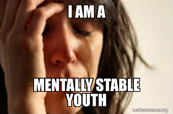 i am a mentally stable youth - First World Problems Meme Generator
