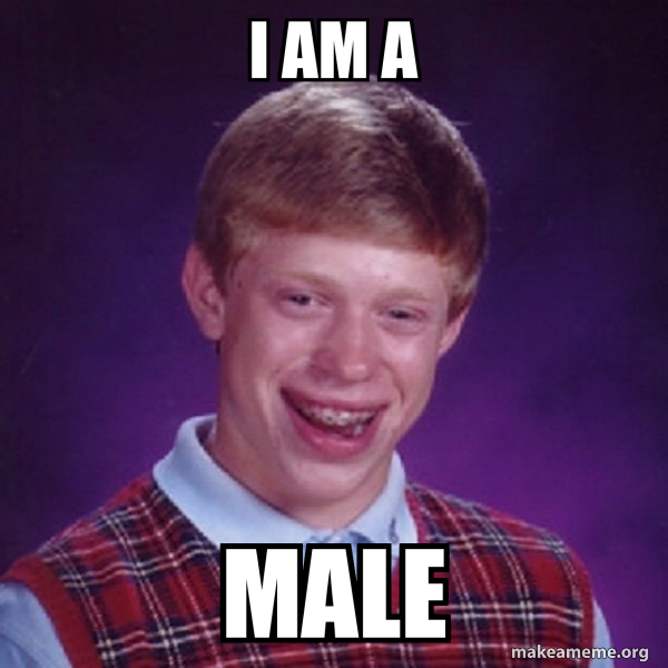 I am a male - Bad Luck Brian Meme Generator