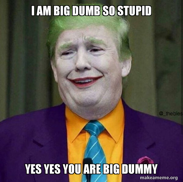 I AM BIG DUMB SO STUPID YES YES YOU ARE BIG DUMMY - Donald Trump - The ...