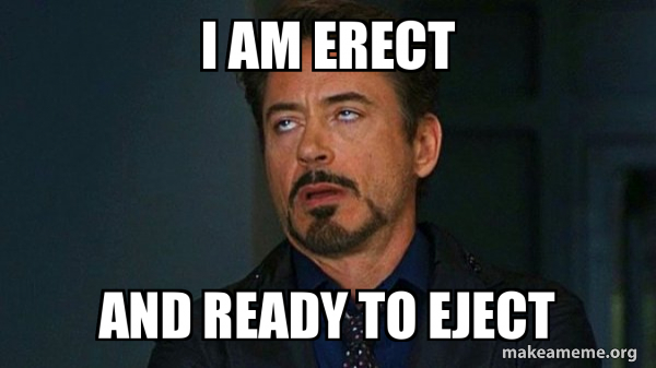i am erect and ready to eject - Tony Stark Eye Roll Meme Generator