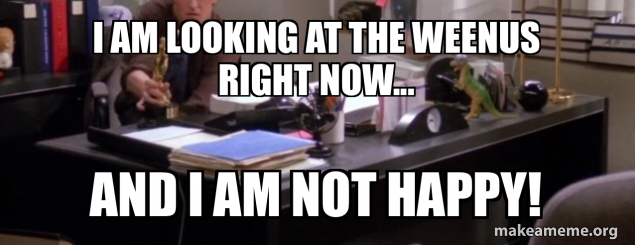 I am looking at the weenus right now... And i am not happy! Meme Generator