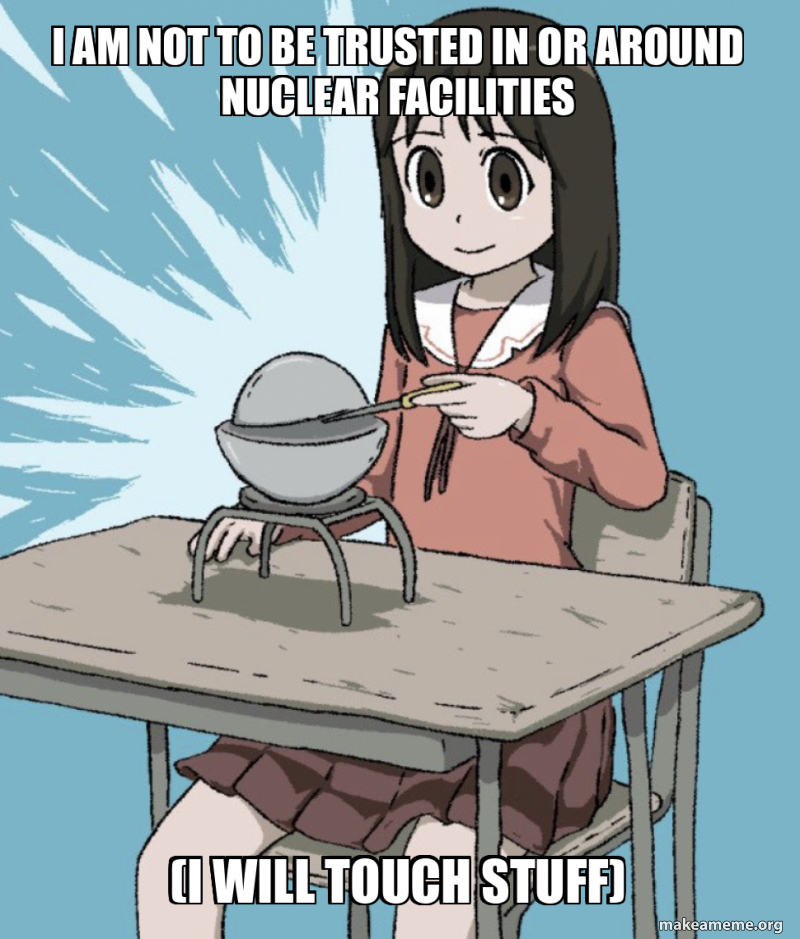 I AM NOT TO BE TRUSTED IN OR AROUND NUCLEAR FACILITIES (i will touch ...