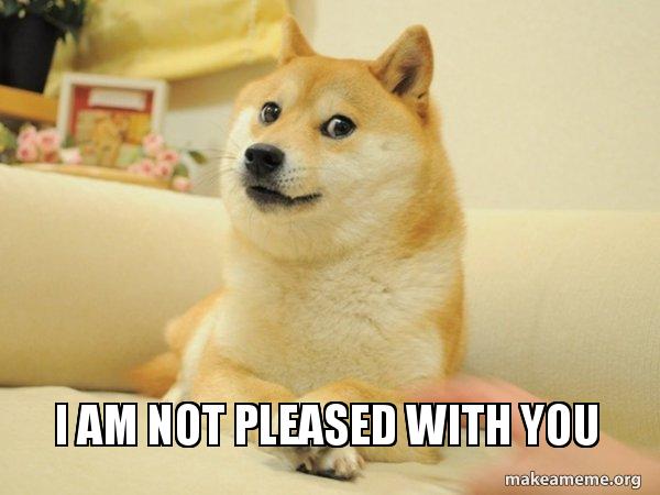 i am not pleased with you - Doge Meme Generator