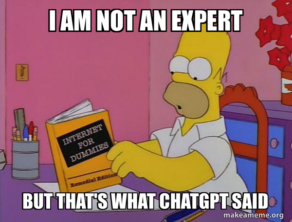 I am not AN expert but that's what ChatGPT said - Internets Homer Meme ...