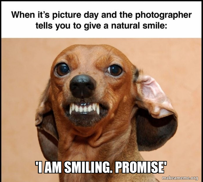 'I am smiling. Promise' Meme Generator