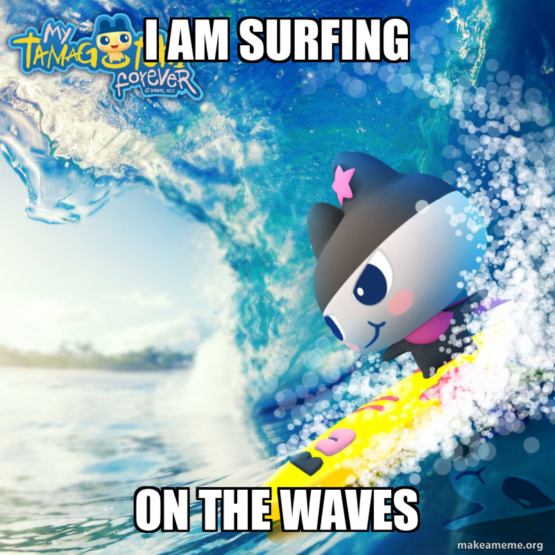 i am surfing on the waves - surfing kruomameitchi Meme Generator