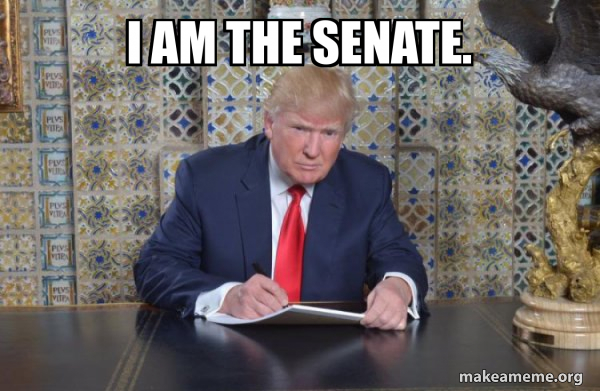 I am the Senate. - Donald Trump Writing Speech Meme Generator