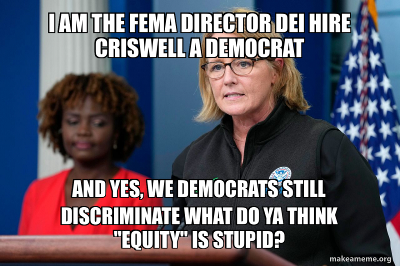 I AM THE FEMA DIRECTOR DEI HIRE CRISWELL A DEMOCRAT AND YES, WE ...