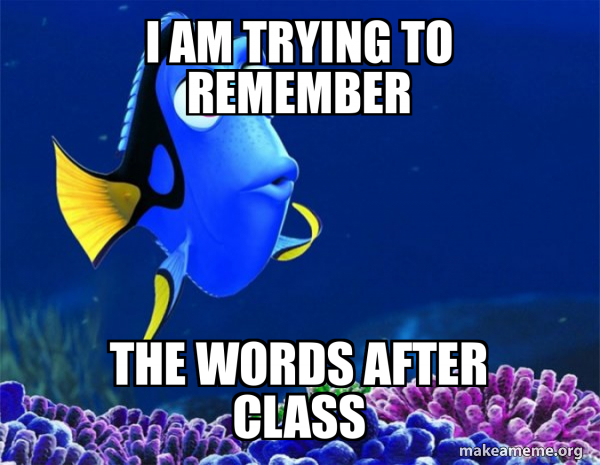 I am trying to remember the words after class - Dory from Nemo (5 ...