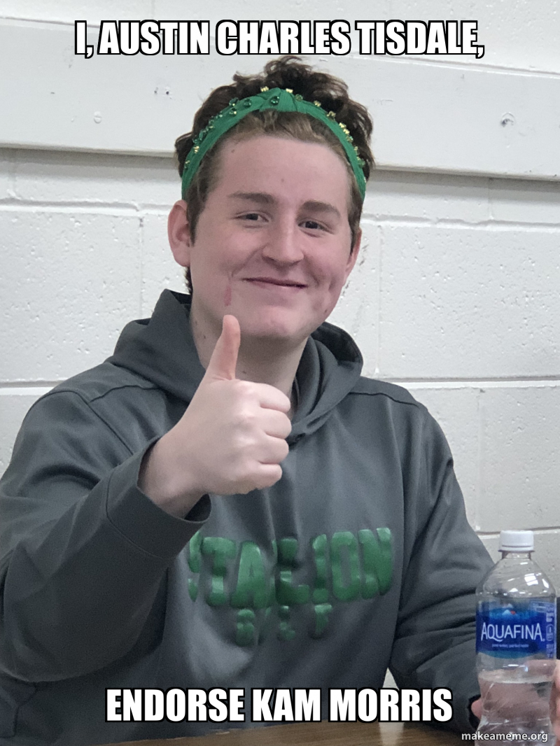 I, austin charles tisdale, Endorse kam morris Meme Generator