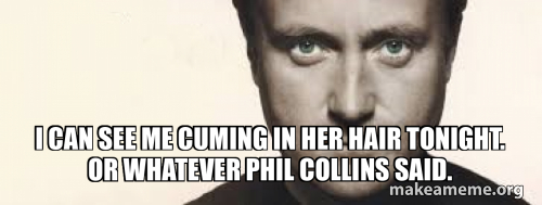 i can see me cuming in her hair tonight. or whatever phil collins said ...
