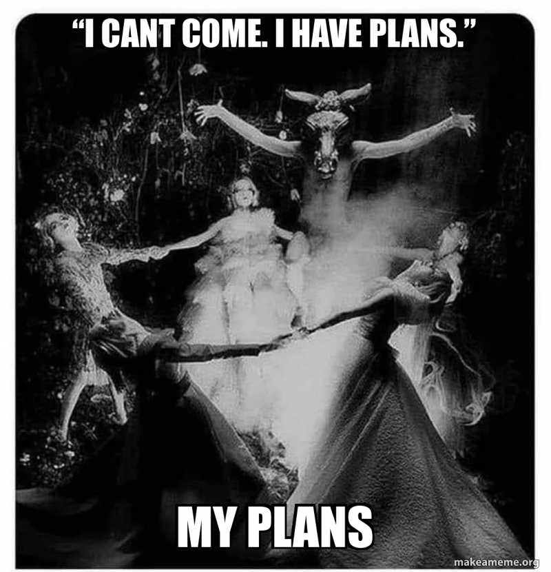 “I cant come. I have plans.” My plans Meme Generator