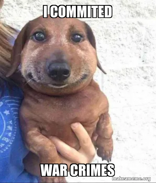 i commited war crimes Meme Generator