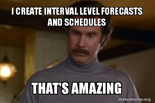I Create Interval Level Forecasts And Schedules That's amazing - Ron ...
