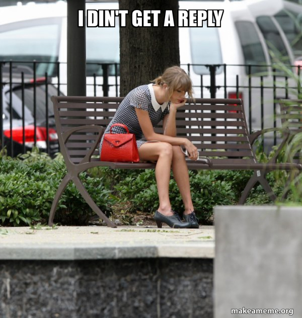 i din't get a reply - Sad Taylor Swift Meme Generator