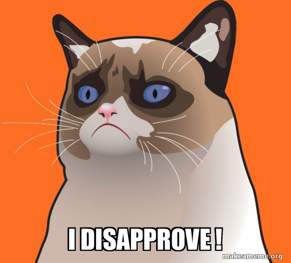 I DISAPPROVE ! - Cartoon Grumpy Cat Meme Generator