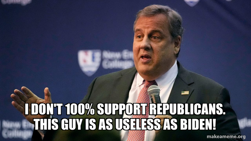 i don't 100% support republicans. this guy is as useless as biden! Meme ...