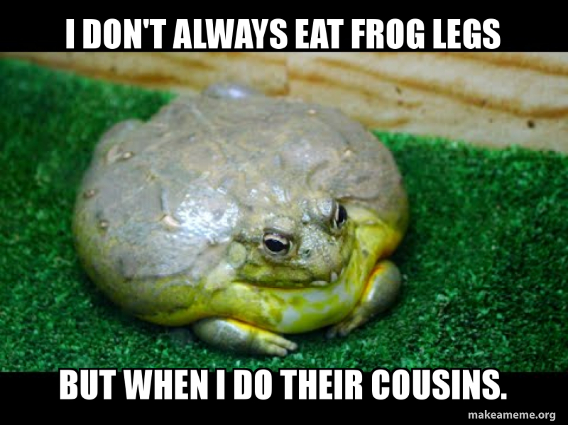 I don't always eat frog legs But when I do their cousins. Meme Generator