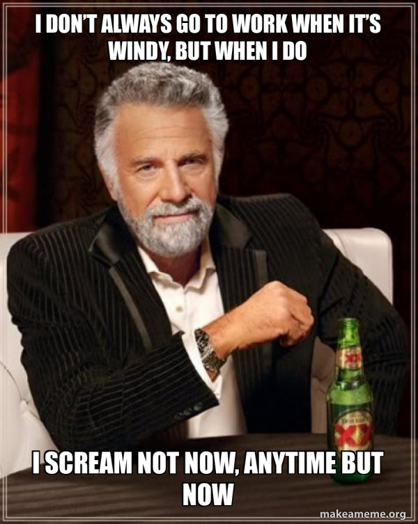 I don’t always go to work when it’s windy, but when I do I scream not ...