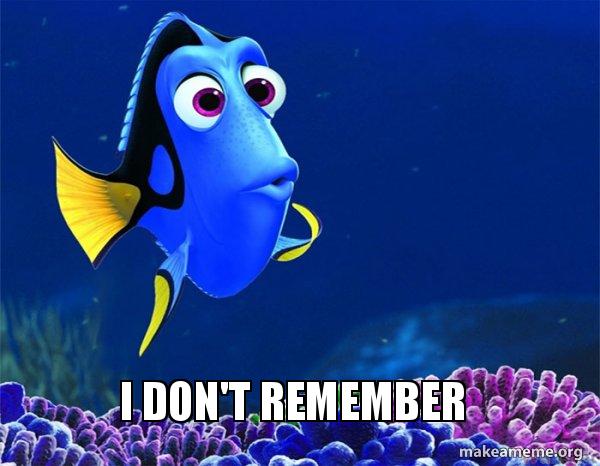 I DON T REMEMBER Dory From Nemo 5 Second Memory Meme Generator I DON T REMEMBER Dory From Nemo 5 Second Memory Meme Generator