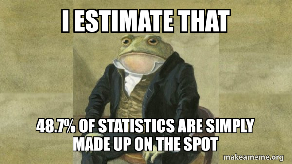 I estimate that 48.7% of statistics are simply made up on the spot ...
