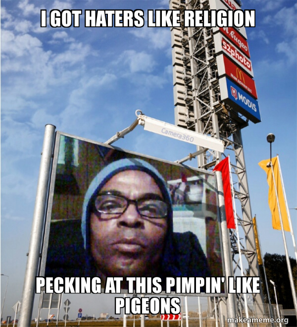 i got haters like religion pecking at this pimpin' like pigeons Meme ...