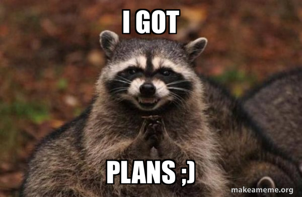 I got Plans ;) - Evil Plotting Raccoon Meme Generator