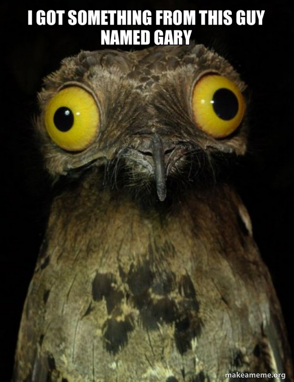 I got something from this guy named gary - Weird Stuff I do Potoo Meme ...