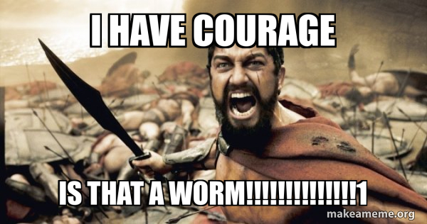 I have courage IS THAT A WORM!!!!!!!!!!!!!!1 - The 300 Meme Generator