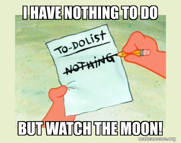 I have nothing to do but watch the moon! - To Do List - Nothing Meme ...