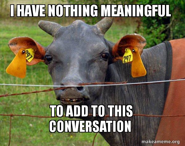 I have nothing meaningful To add to this conversation - Hairless Cow ...