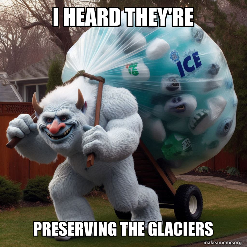 I heard they're preserving the glaciers Meme Generator