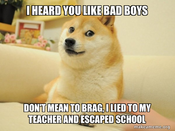 I heard you like bad boys Don't mean to brag, I lied to my teacher and ...