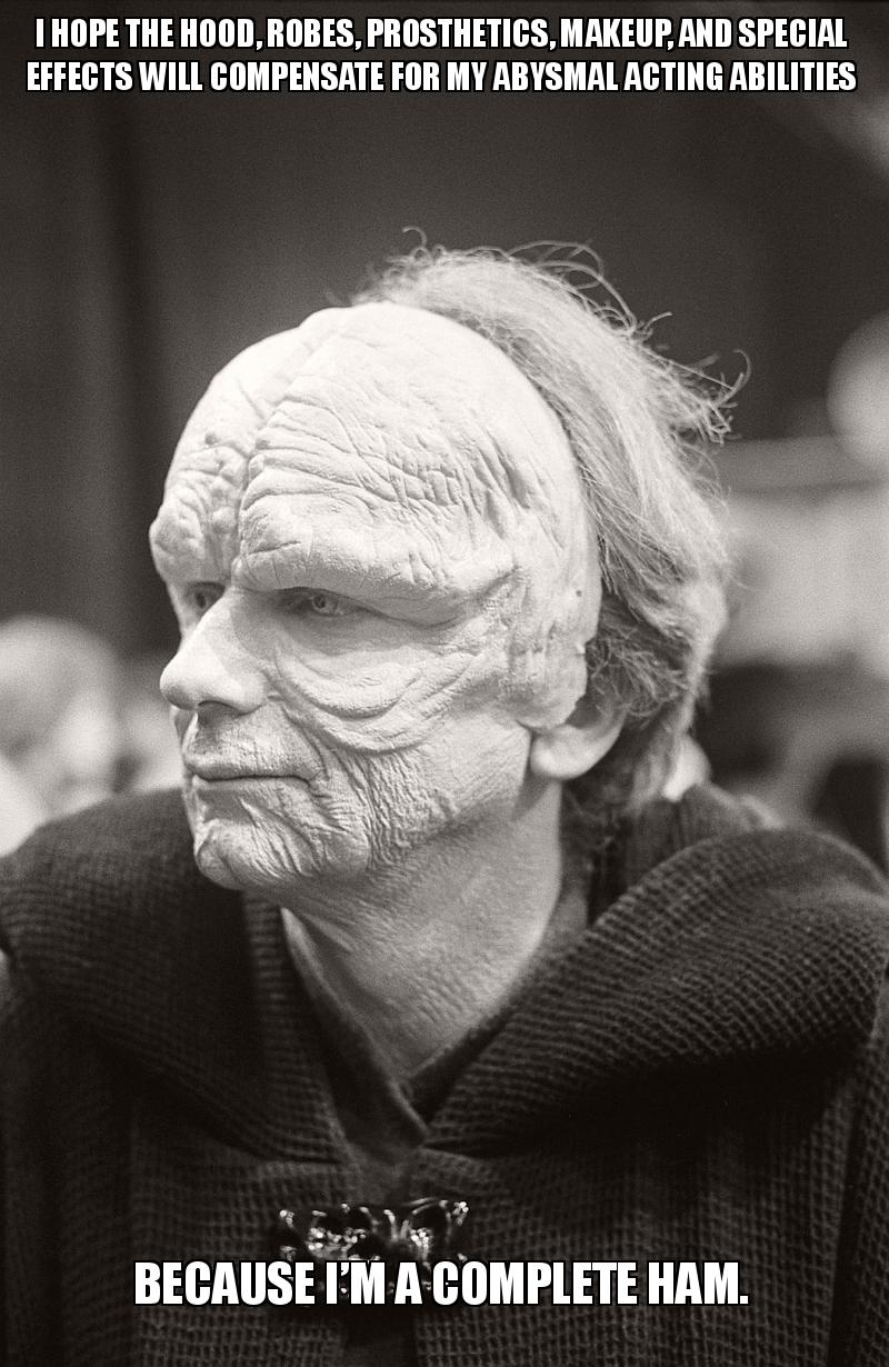 I hope the hood, robes, prosthetics, makeup, and special effects will ...