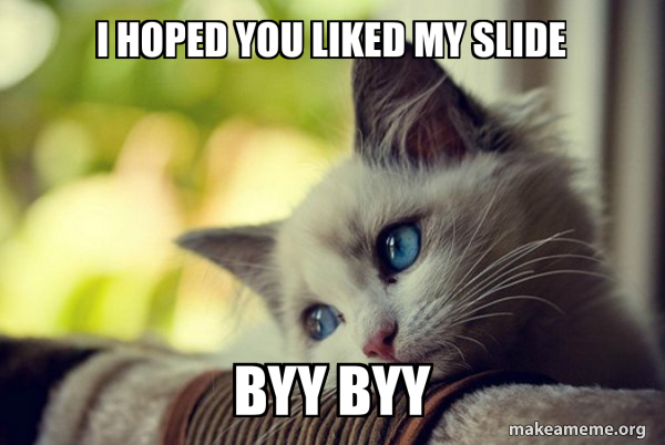 I hoped you liked my slide byy byy - First World Cat Problems Meme ...