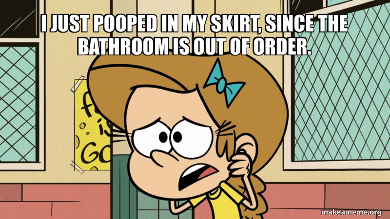 I JUST POOPED IN MY SKIRT, SINCE THE BATHROOM IS OUT OF ORDER. Meme ...