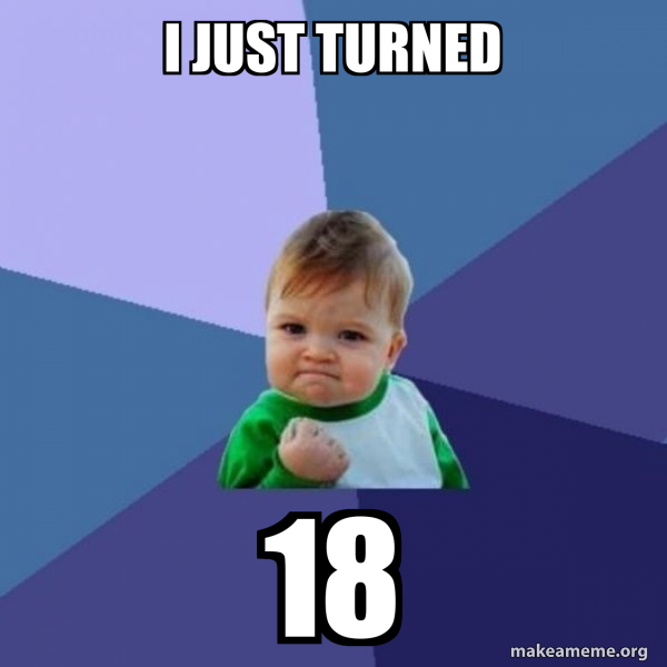 i just turned 18 - Success Kid Meme Generator