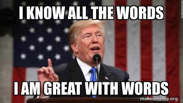 I know all the words I am great with words - Donald Trump Meme Generator