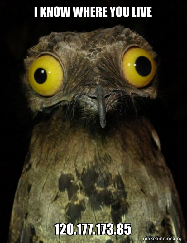 I know where you live 120.177.173.85 - Weird Stuff I do Potoo Meme ...